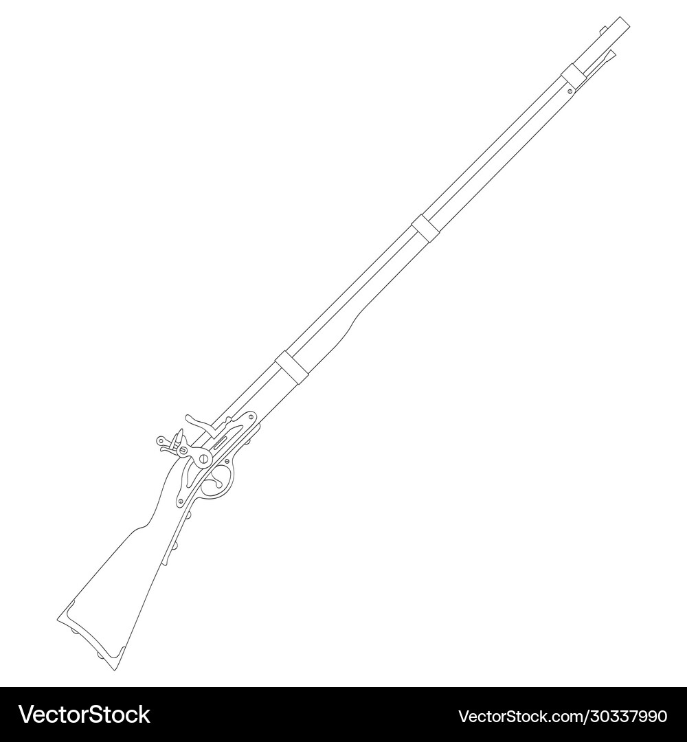 Monochrome icon with antique rifle Royalty Free Vector Image