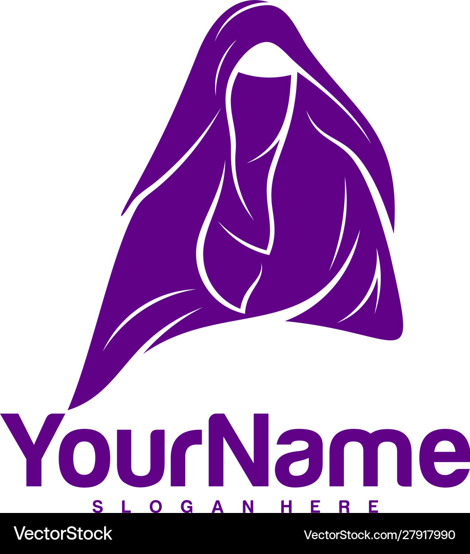 Muslimah hijab logo design template Royalty Free Vector