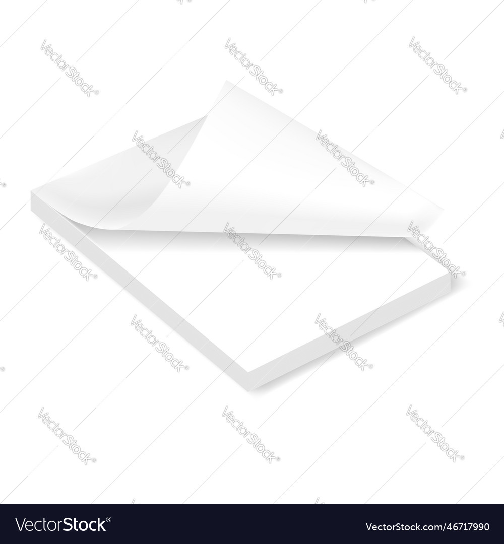Paper stack with bent sheet white notepad Vector Image