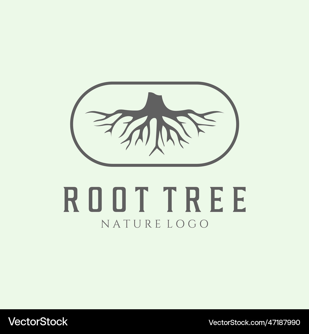 Root tree minimalist logo vintage design badge Vector Image