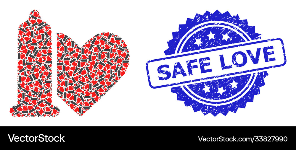 Scratched safe love watermark and recursion safe Vector Image