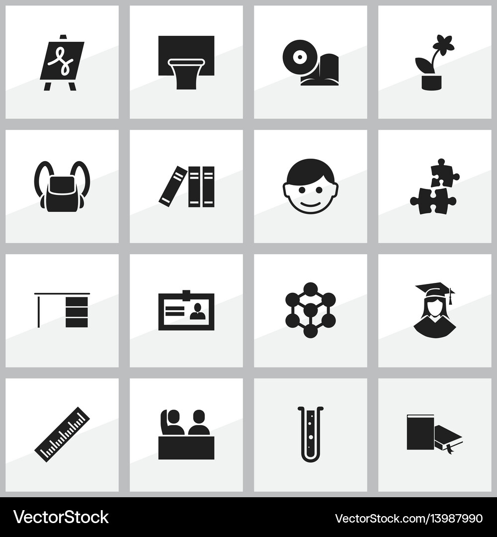 Set of 16 editable university icons includes Vector Image