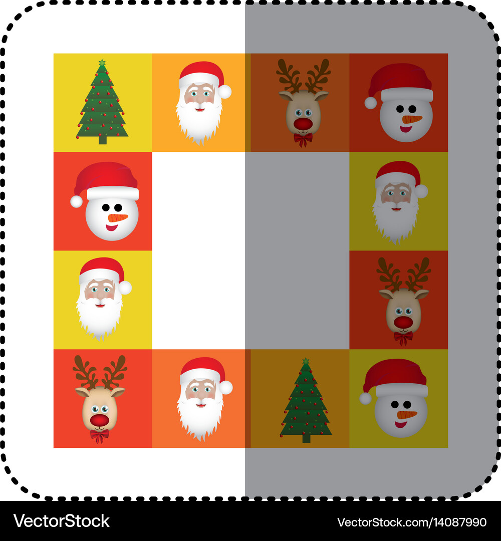 Sticker colorful square christmas frame decorative