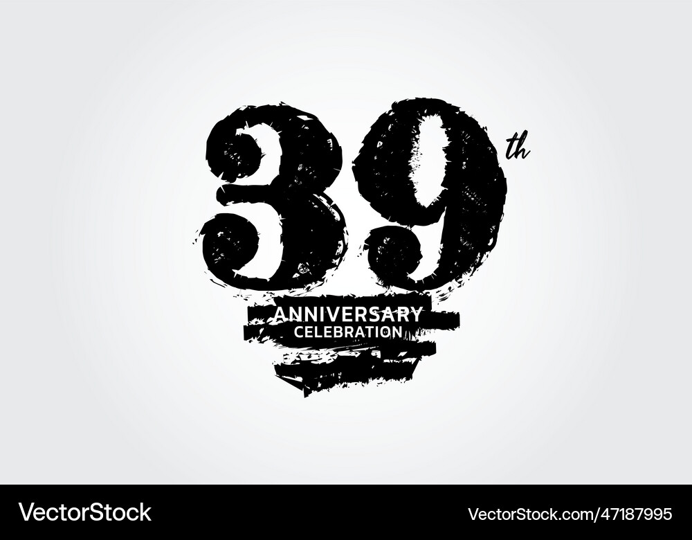 39 years anniversary celebration logotype black Vector Image