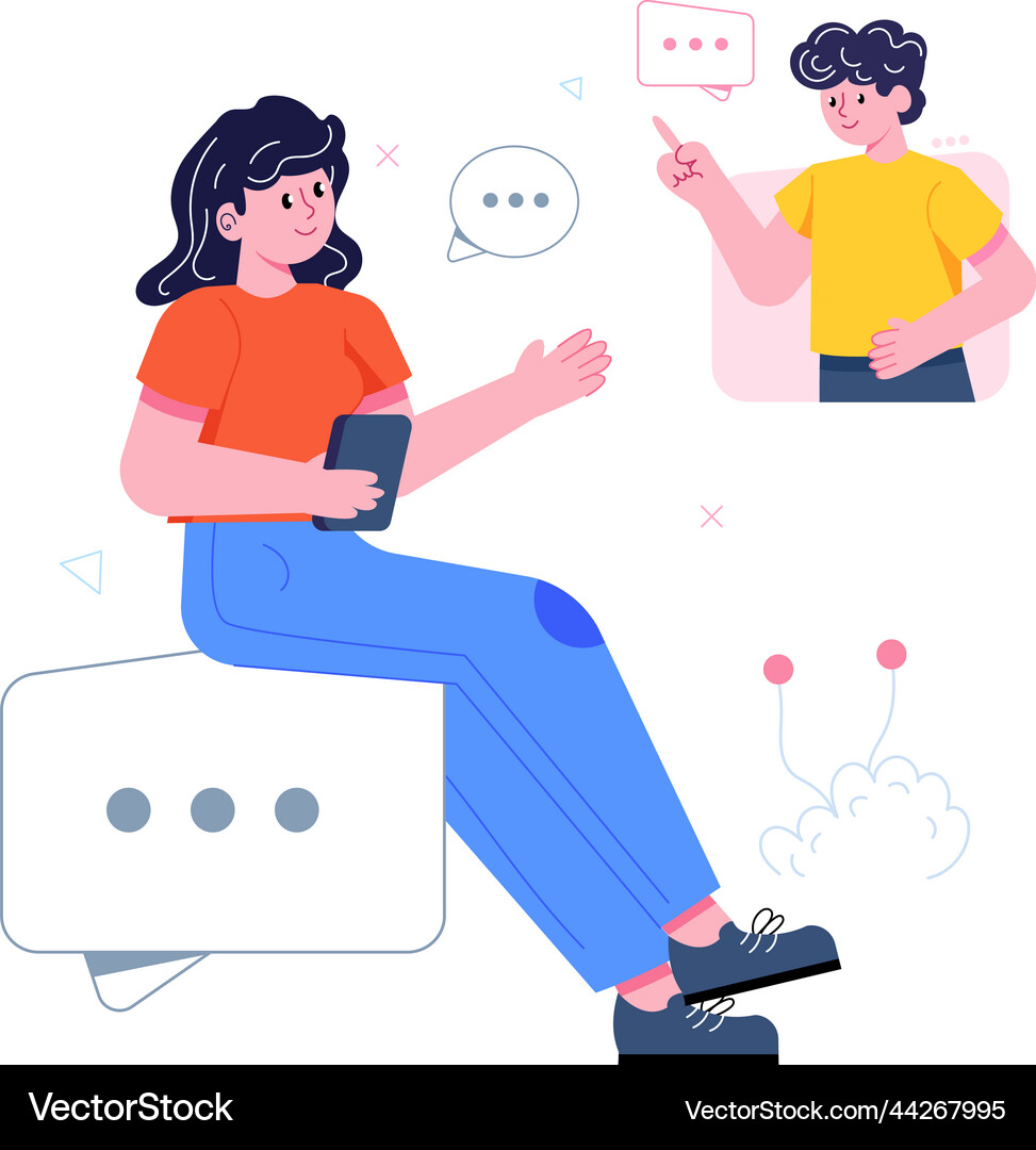A customizable flat design of online conversation Vector Image