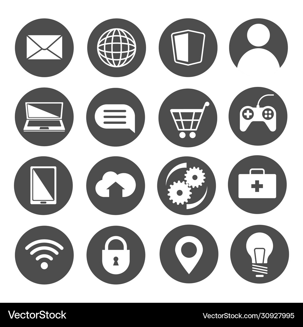 A set universal contour icons for internet Vector Image