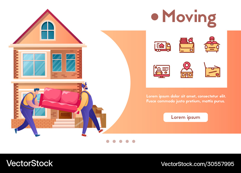 Banner moving delivery and linear icons set Vector Image