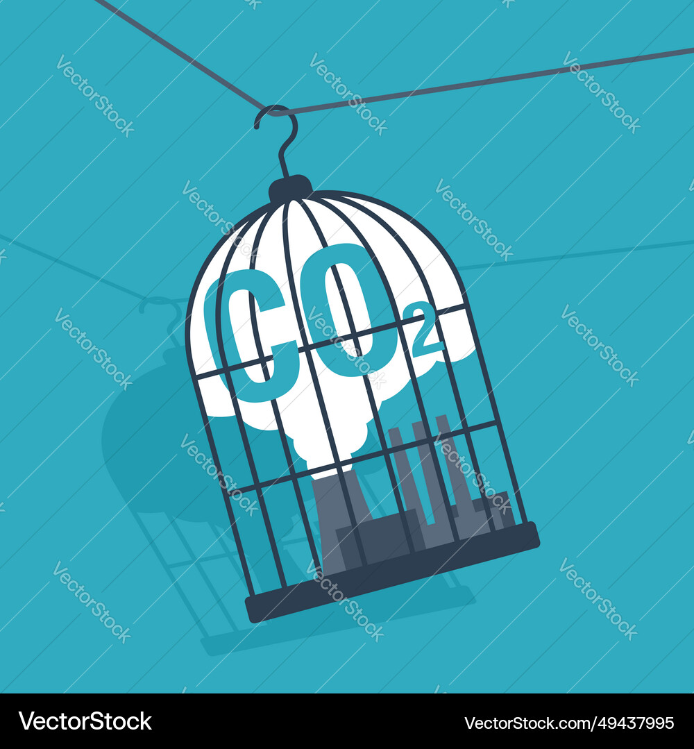 Carbon capture technology - smoke in birdcage Vector Image