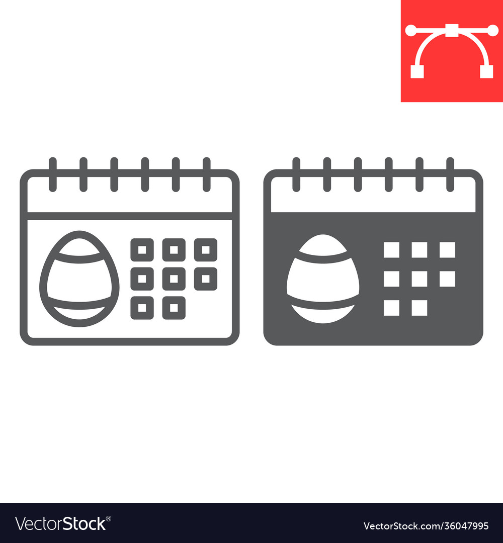 Easter calendar line and glyph icon happy Vector Image