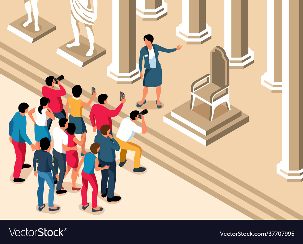 Excursion isometric background Royalty Free Vector Image