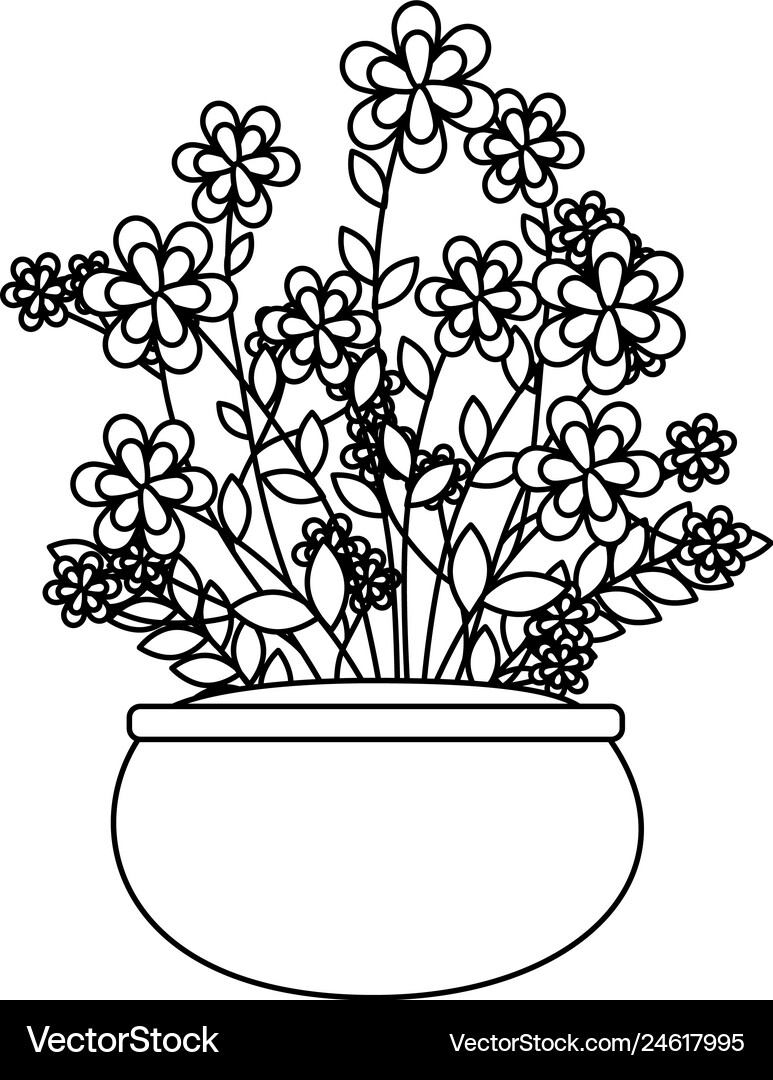 Floral decoration in ceramic pot Royalty Free Vector Image