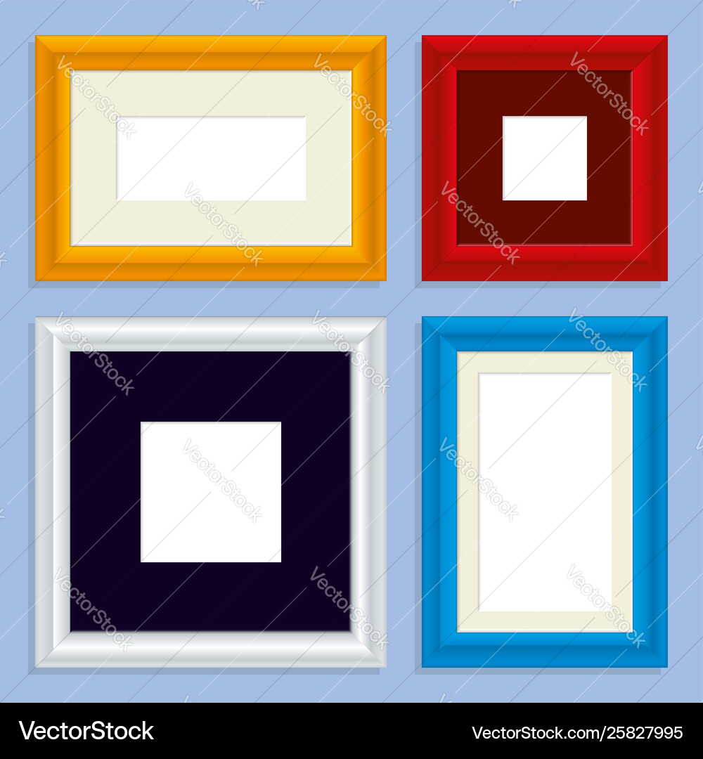 Four square metallic photo frames proportions Vector Image
