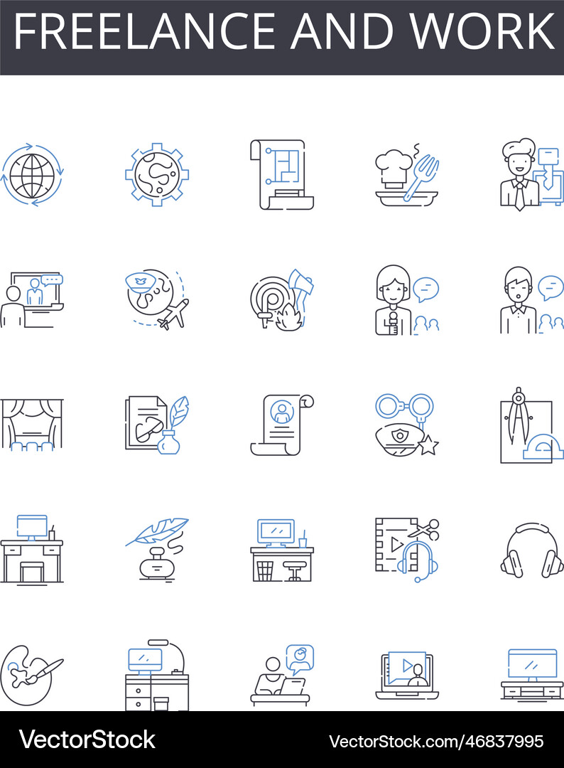 Freelance and work line icons collection Vector Image