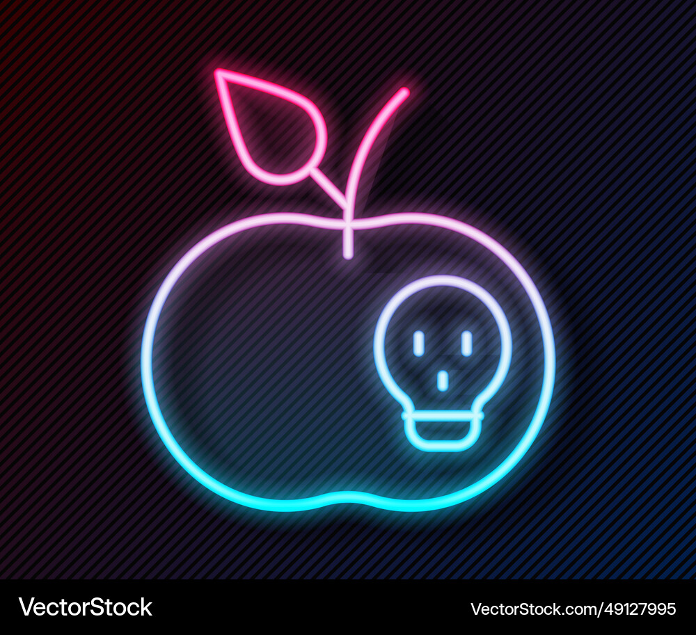 Glowing neon line poison apple icon isolated Vector Image