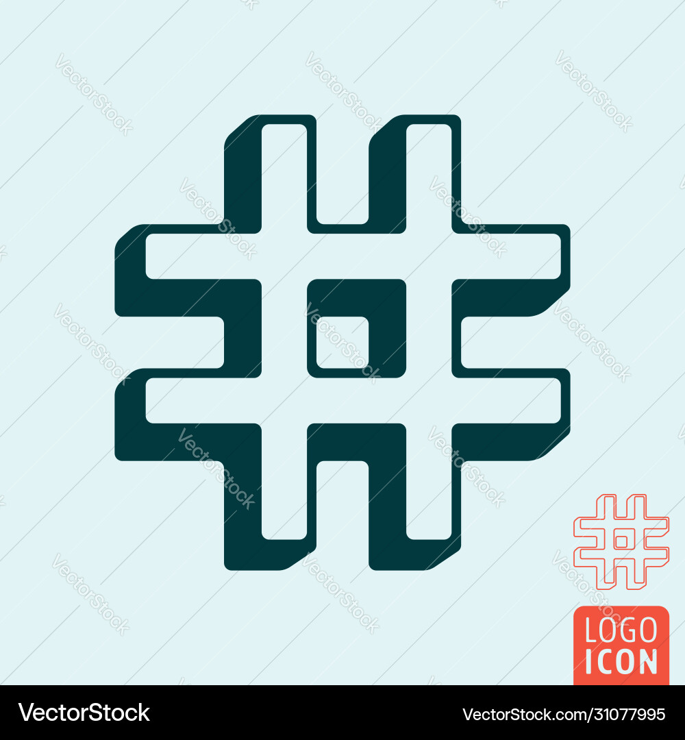 Hashtag icon template hash tag symbol outline Vector Image