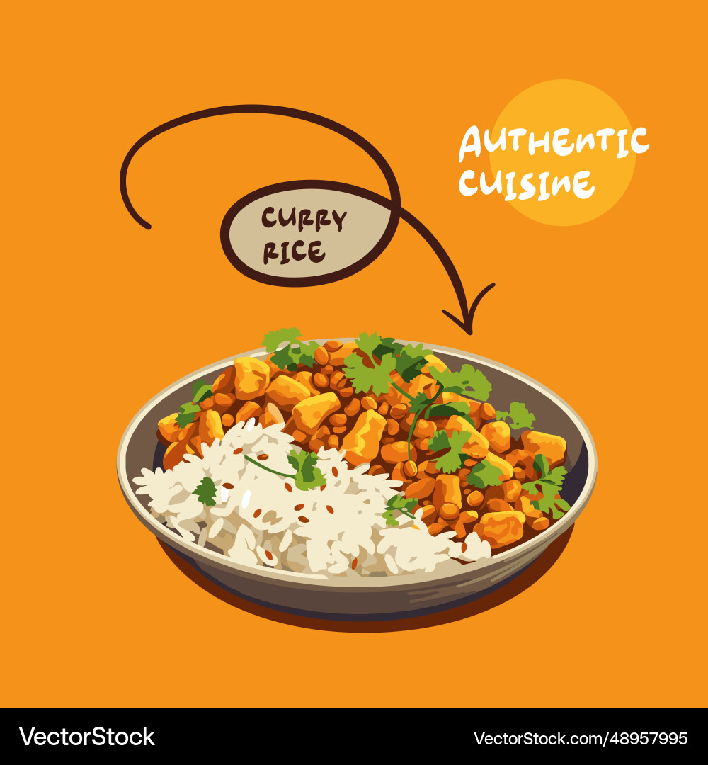 Indian cuisine traditional curry Royalty Free Vector Image