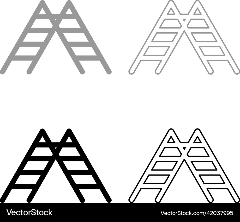 Ladder stepladder stairs set icon grey black Vector Image