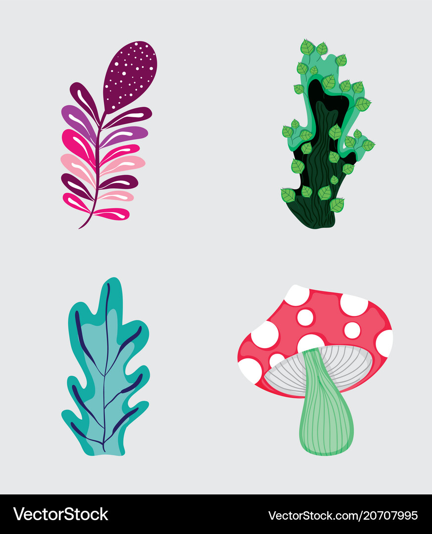 Leaves and fungus Royalty Free Vector Image - VectorStock