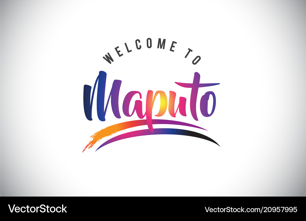 Maputo welcome to message in purple vibrant Vector Image