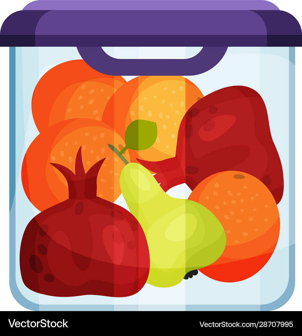 Plastic or glass closed container with fruits Vector Image
