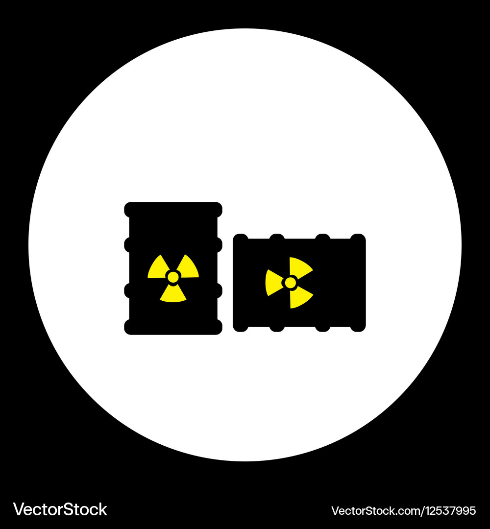 Radioactive barrels yellow and black simple icon Vector Image
