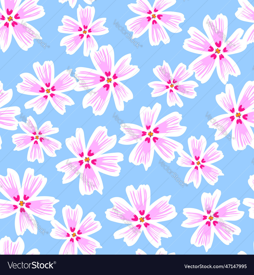 Seamless pattern with abstract pink flowers Vector Image