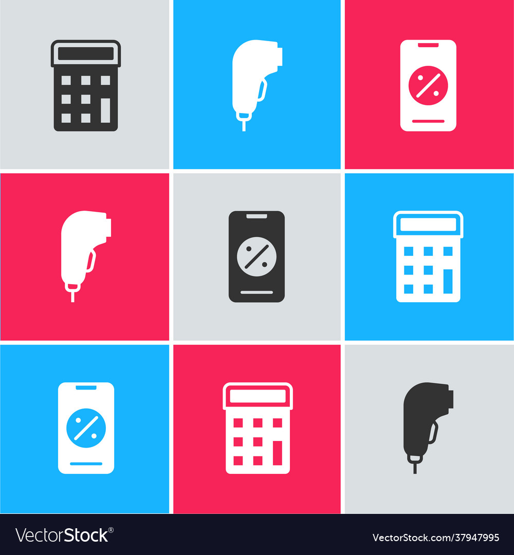 Set calculator scanner scanning bar code Vector Image