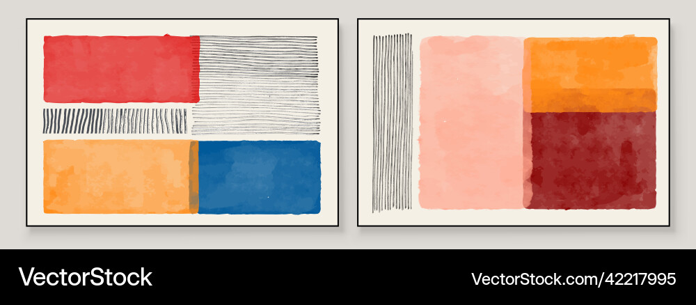 Set of abstract hand painted Royalty Free Vector Image