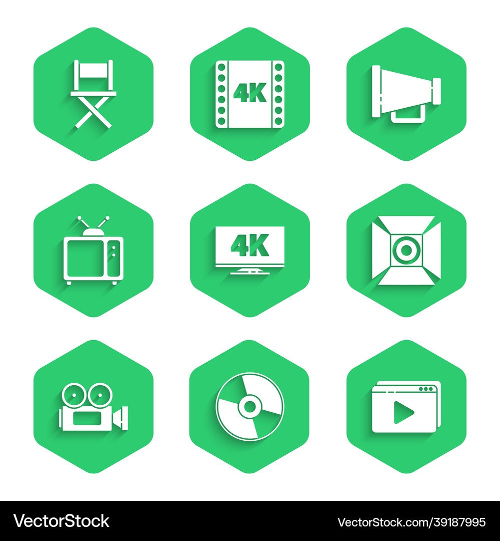 Set screen tv with 4k cd or dvd disk online play Vector Image