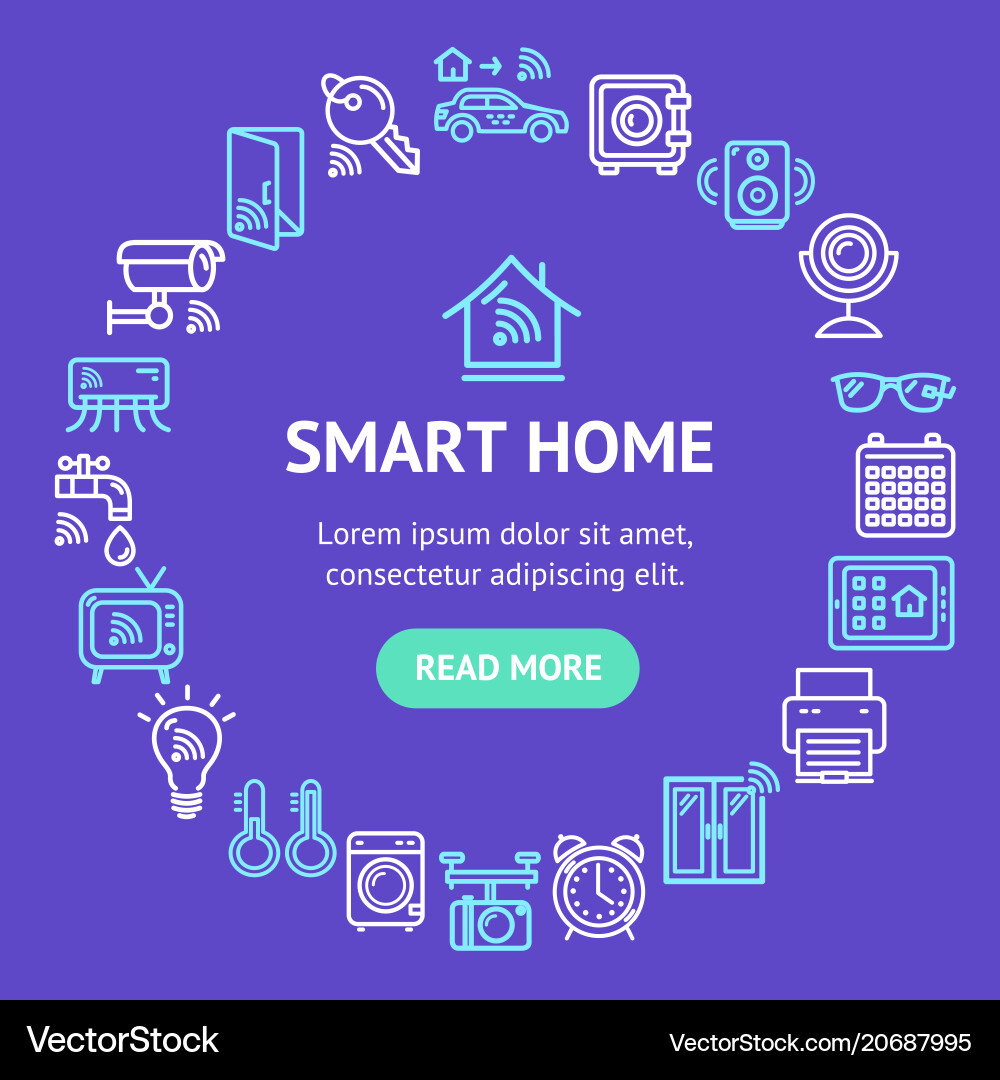 Smart home signs design round template line Vector Image