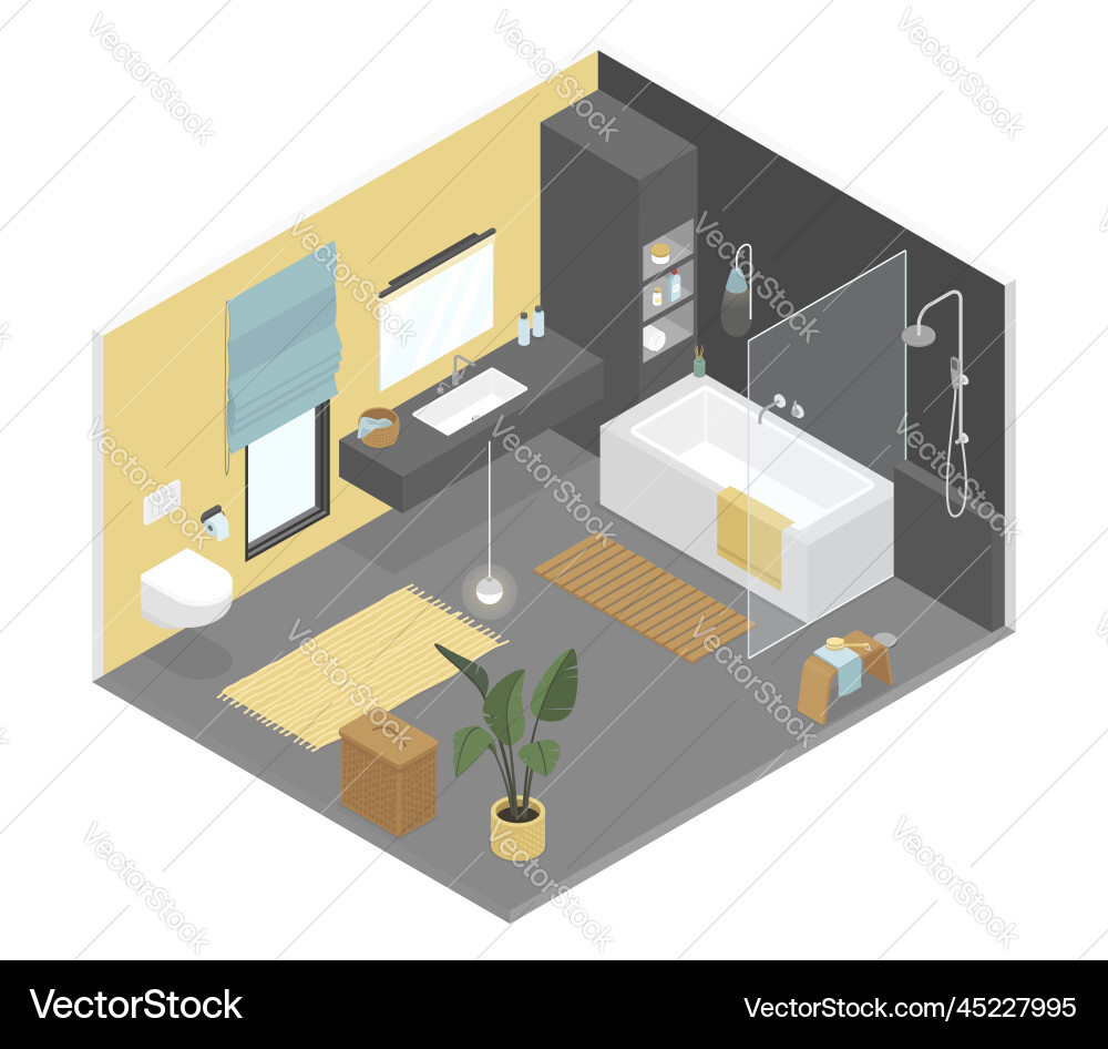 Stylish black bathroom - modern colorful Vector Image