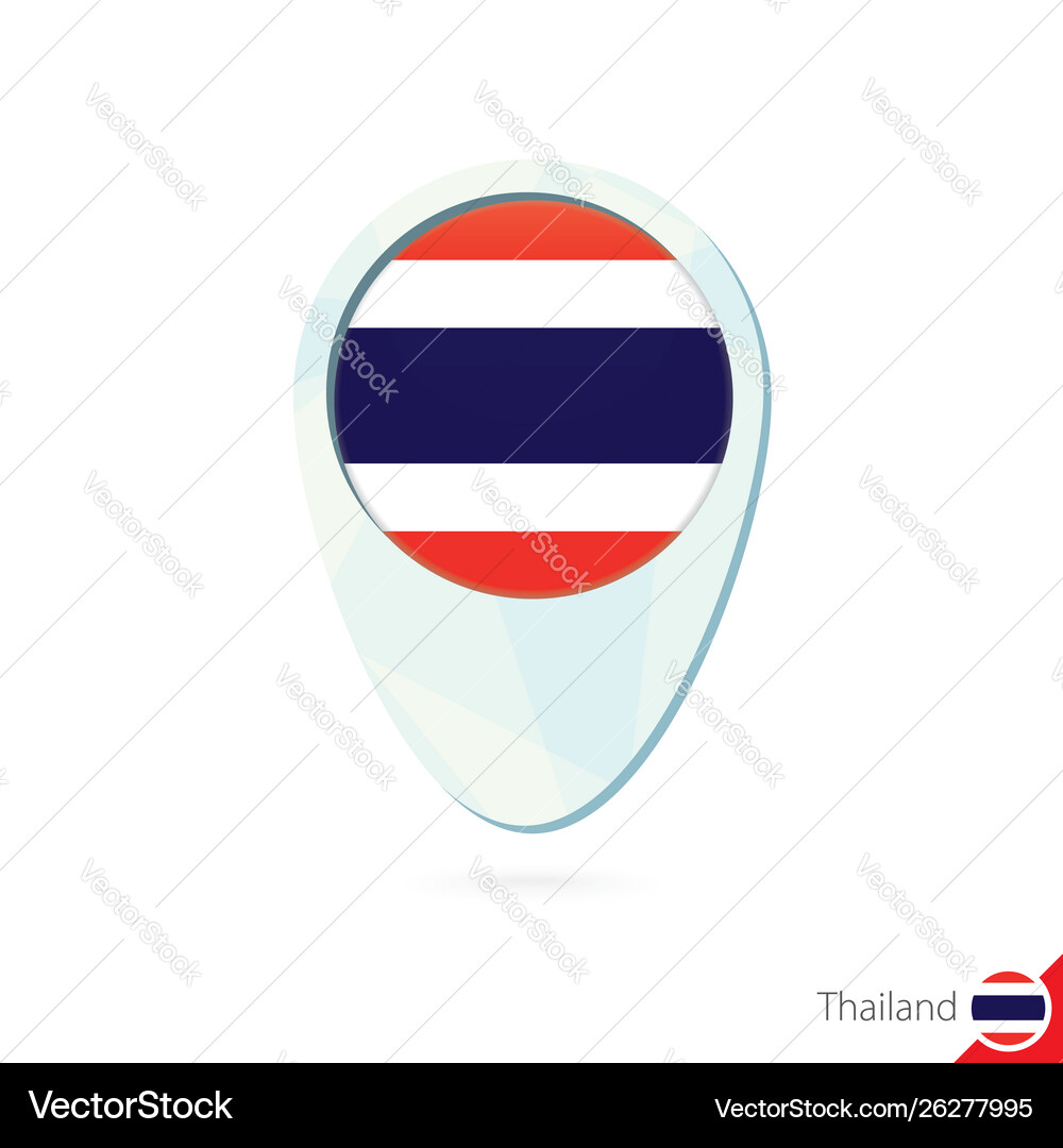 Thailand flag location map pin icon on white Vector Image