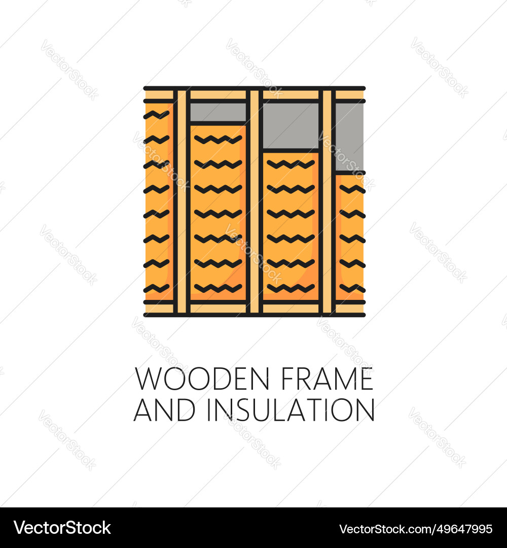 Wooden frame and wall thermal insulation icon Vector Image