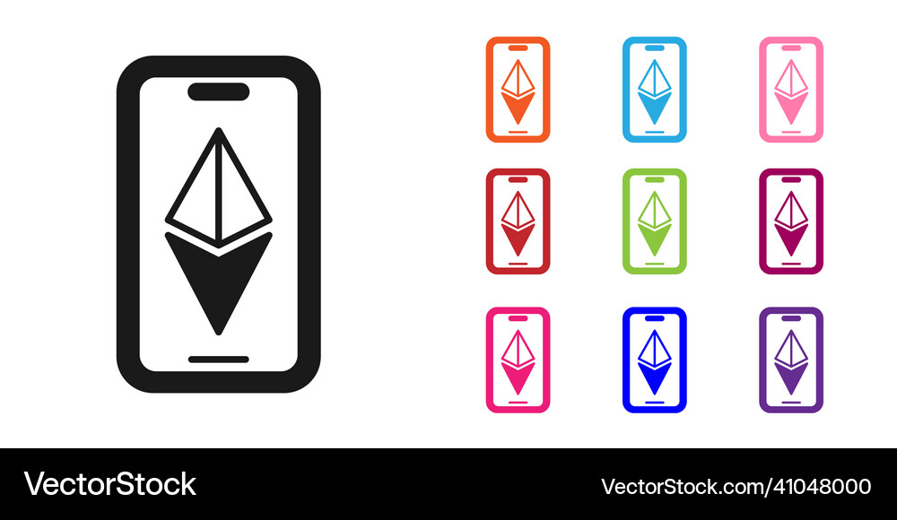 Black cryptocurrency coin ethereum eth icon Vector Image