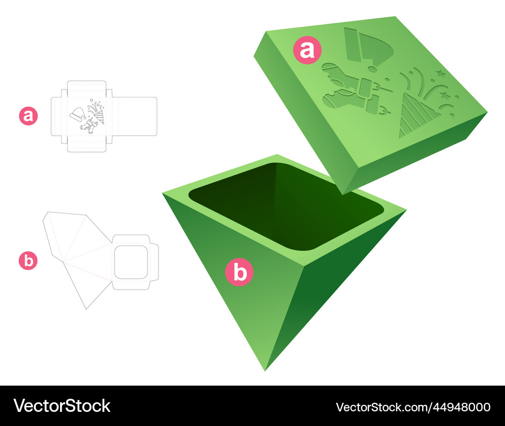 Cardboard pyramid box with stenciled christmas Vector Image