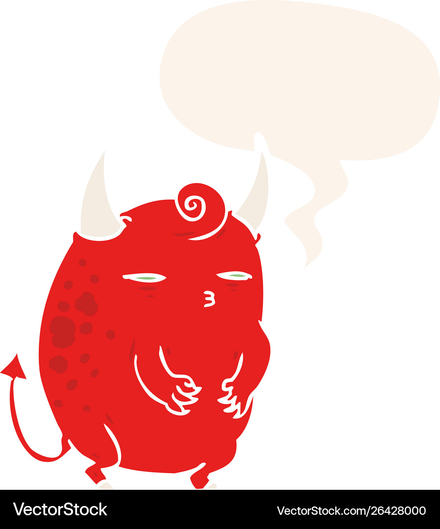 Cartoon fat little halloween devil and speech Vector Image