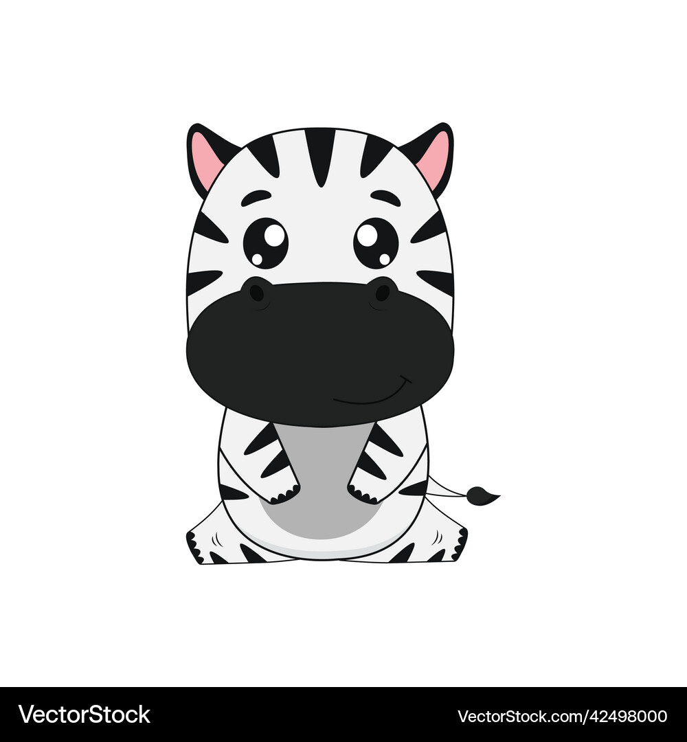 Cartoon little zebra on a white background Vector Image