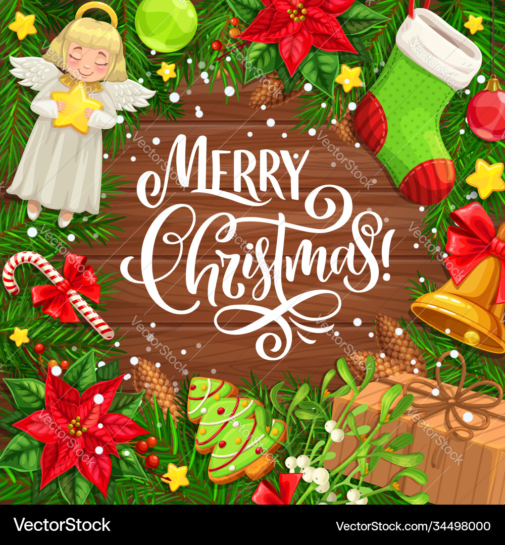 Christmas tree candy and gift snow bell sock Vector Image