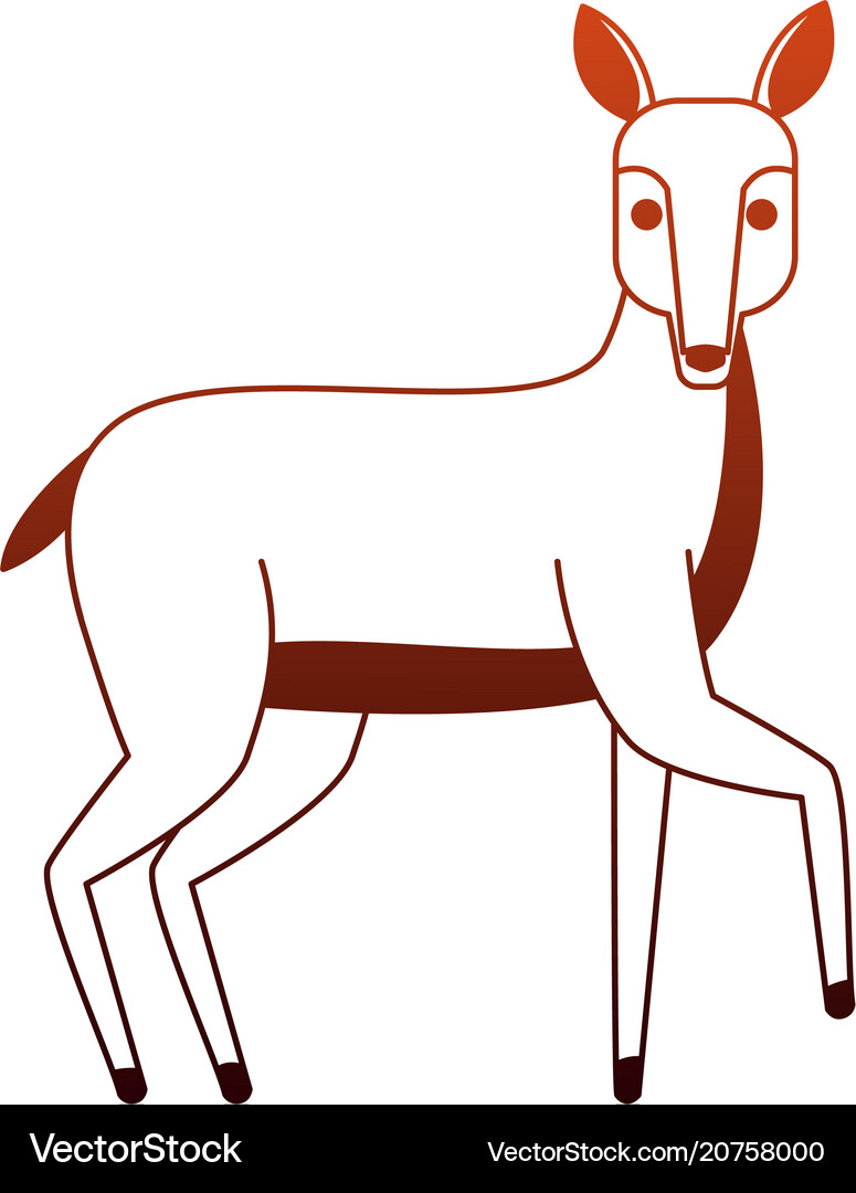 Deer wild animal on red lines Royalty Free Vector Image