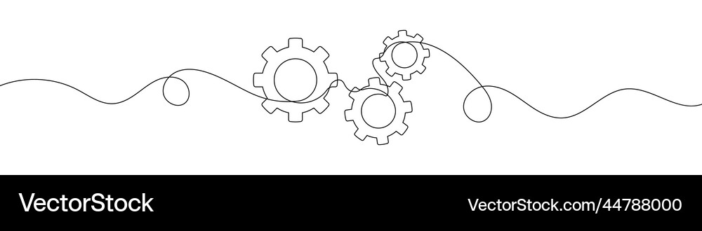 Gears in continuous line drawing style art Vector Image