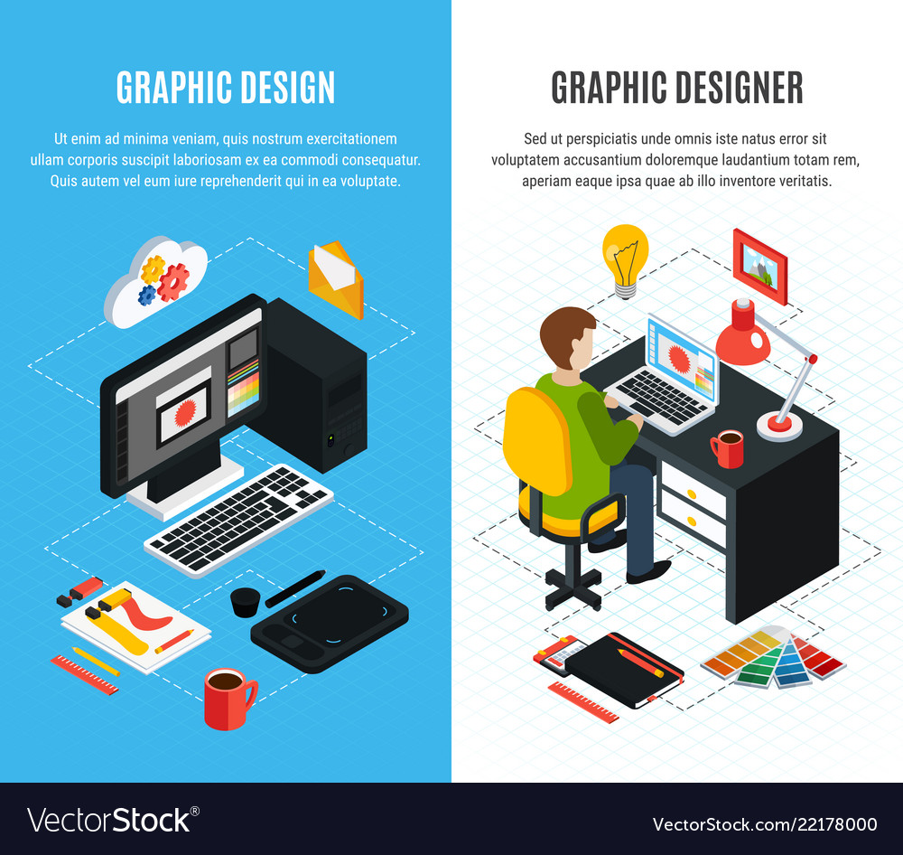 Graphic design isometric banners Royalty Free Vector Image