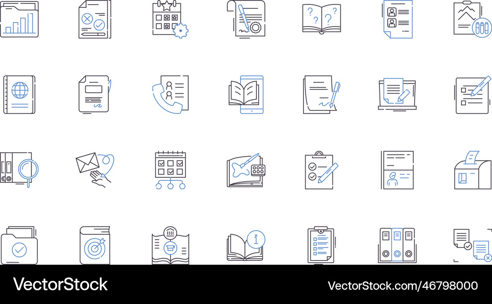 Journal publication line icons collection Vector Image