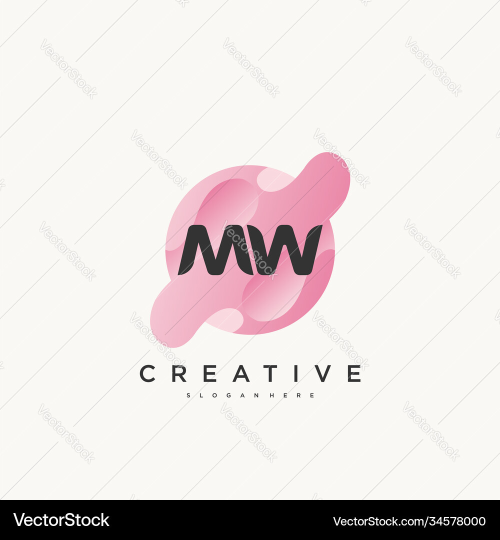 Mw initial letter colorful logo icon design Vector Image