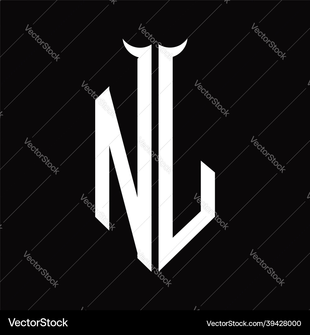 Nj logo monogram with horn shape isolated black Vector Image