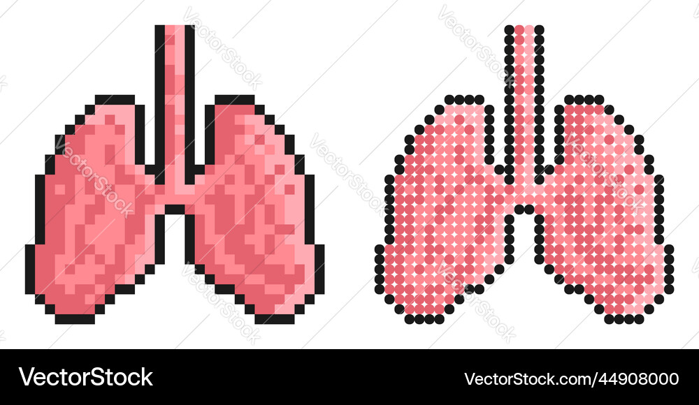 Pixel icon healthy human lungs human respiratory Vector Image