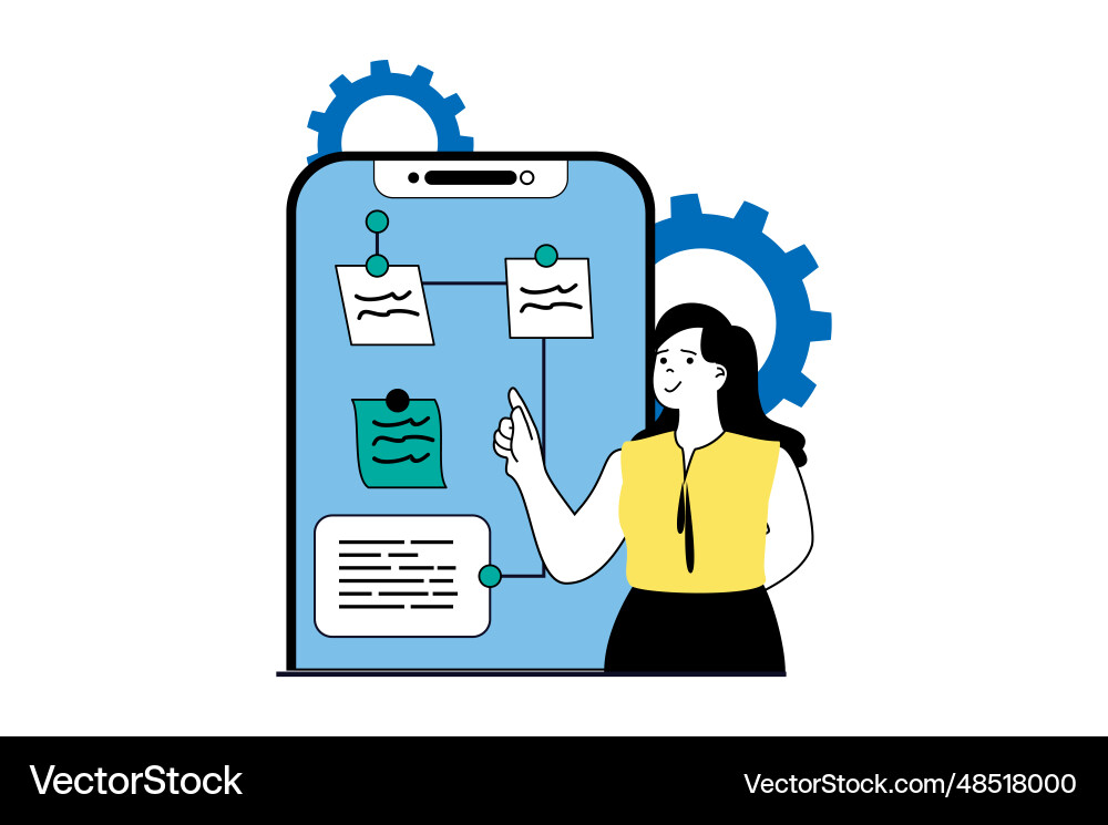 Productivity workplace concept with people scene Vector Image