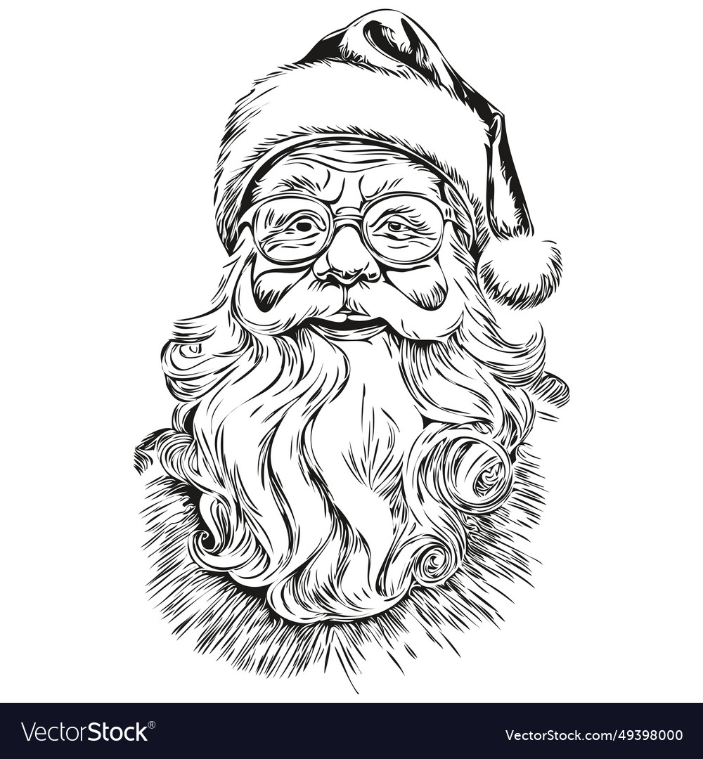 Santa claus hand-drawn logo detailed christmas Vector Image