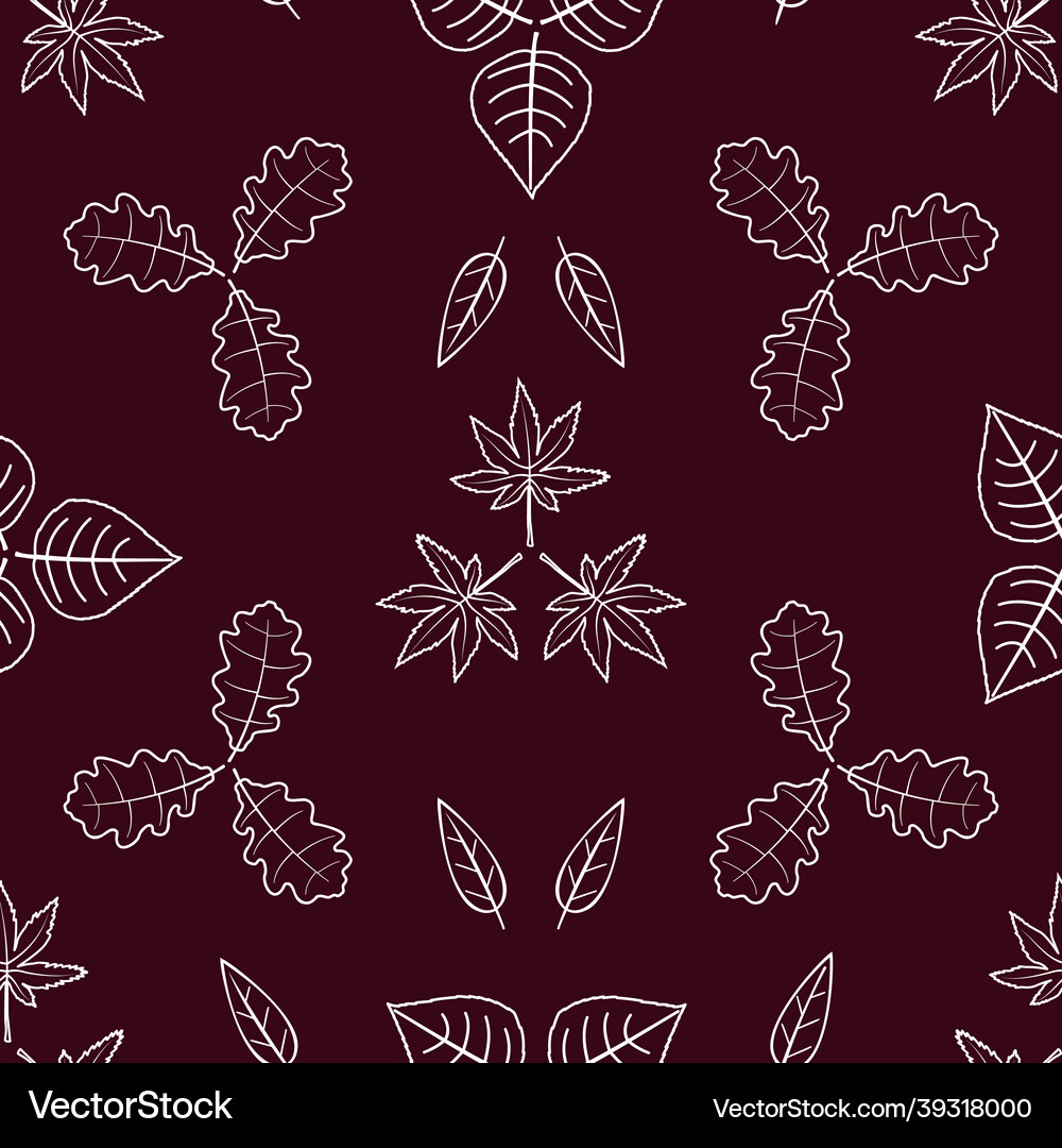 Seamless pattern of silhouettes leaves Royalty Free Vector