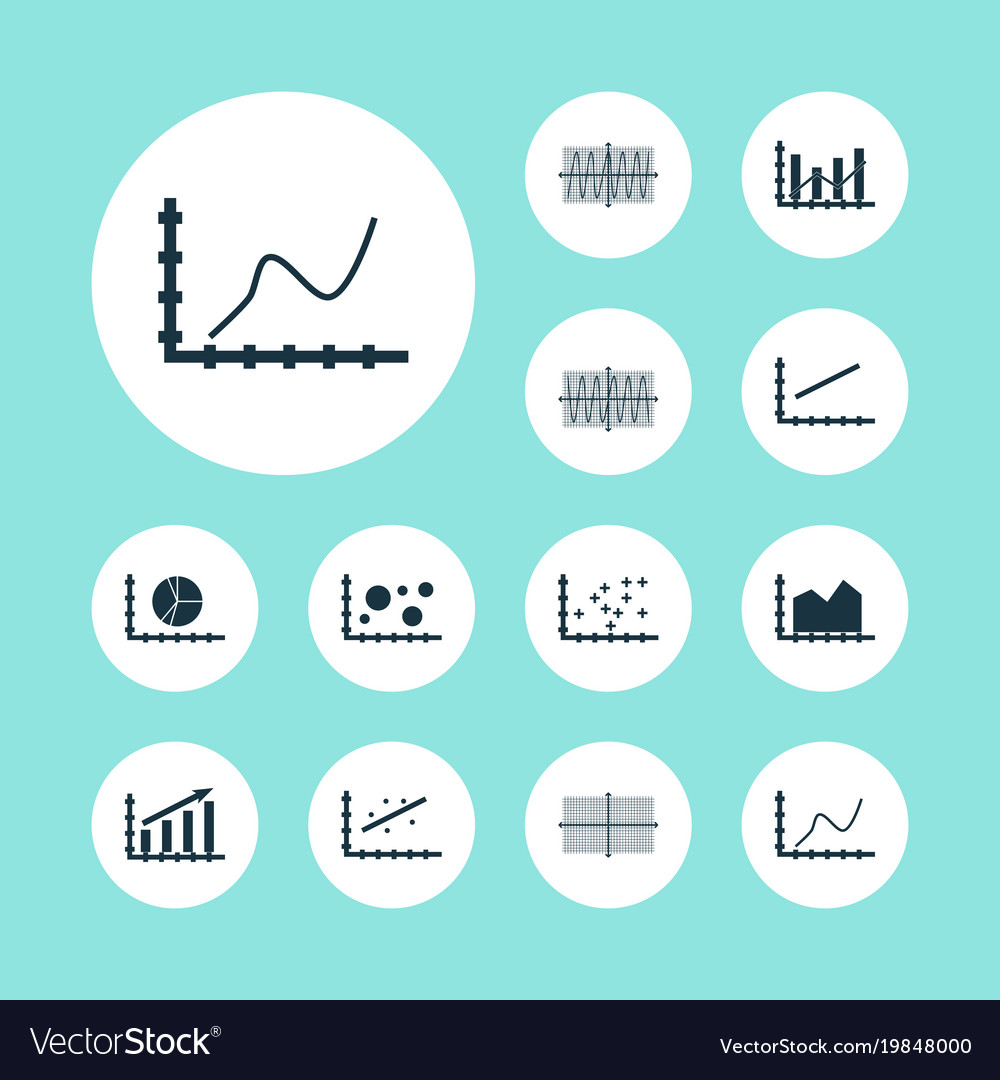 Set of graphs diagrams and statistics icons Vector Image