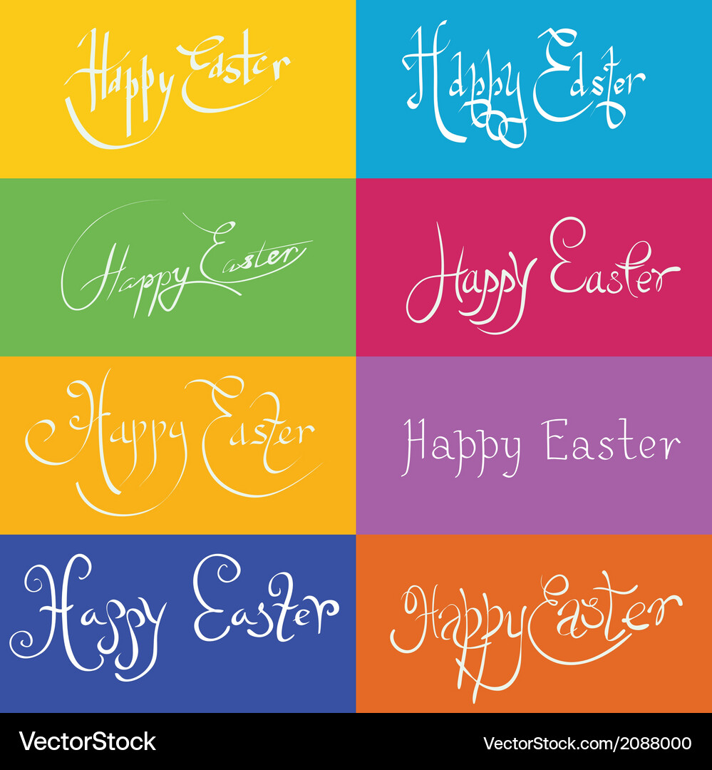 Set of hand drawn typography happy easter Vector Image